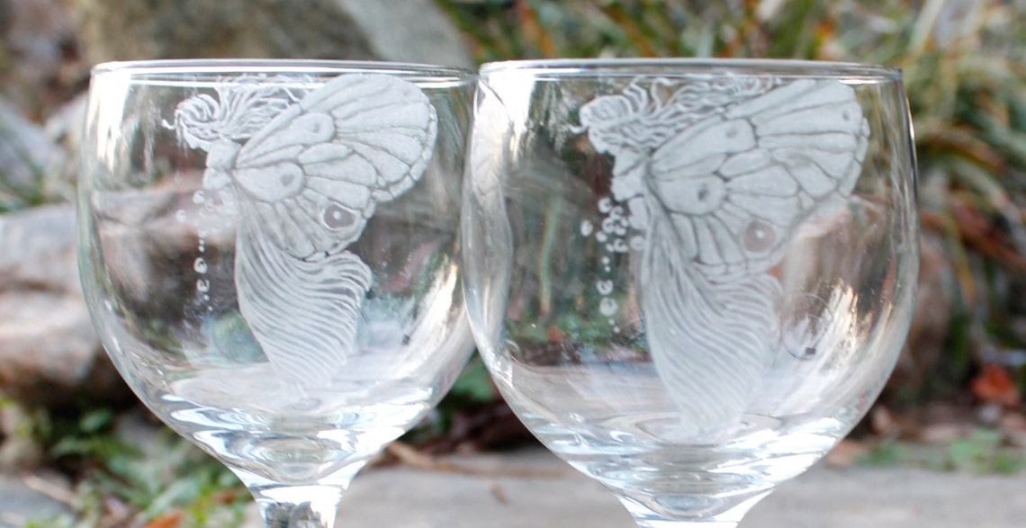 Hand Engraved Fairy Glassware Stemware Custom Etched - Etsy