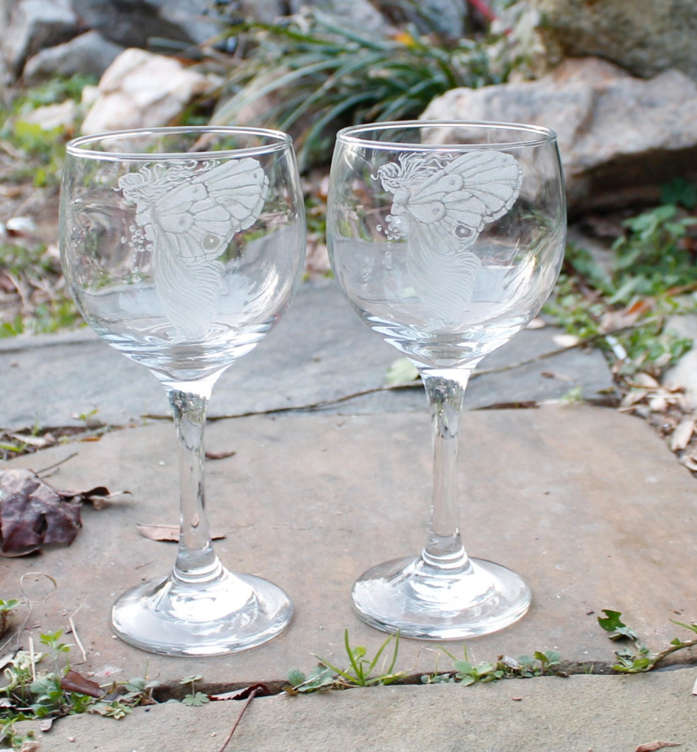 Hand Engraved Fairy Glassware Stemware Custom Etched - Etsy