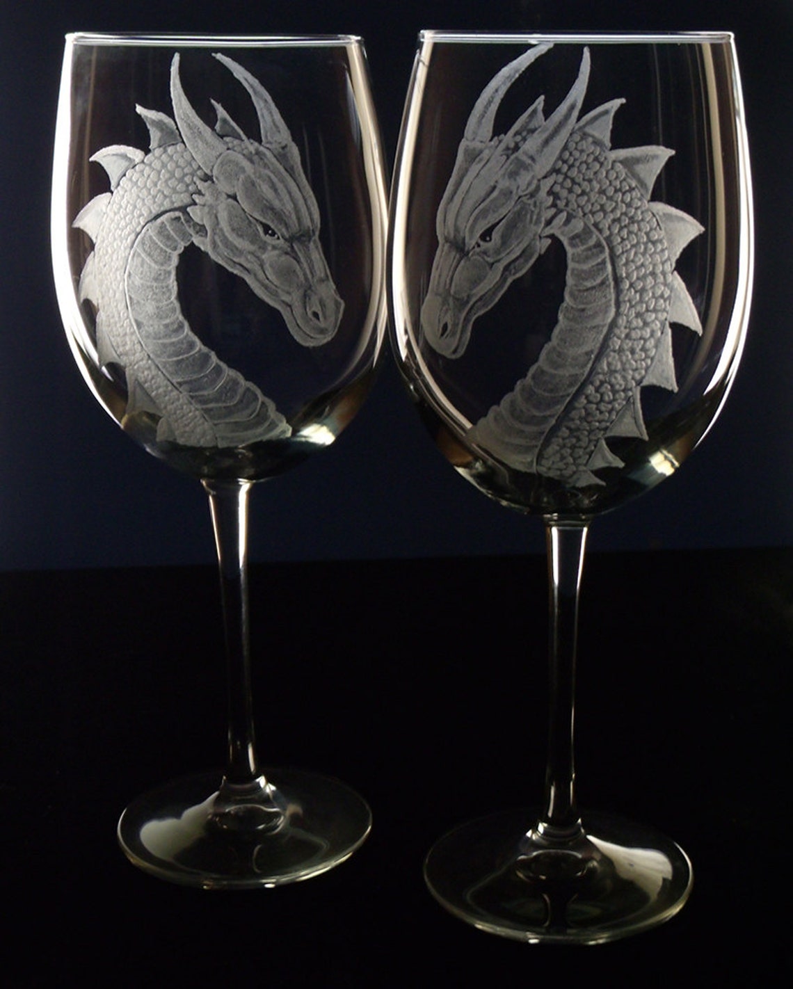 Dragon Wine Glasses Etched Engraved Glassware Dragon Wine - Etsy