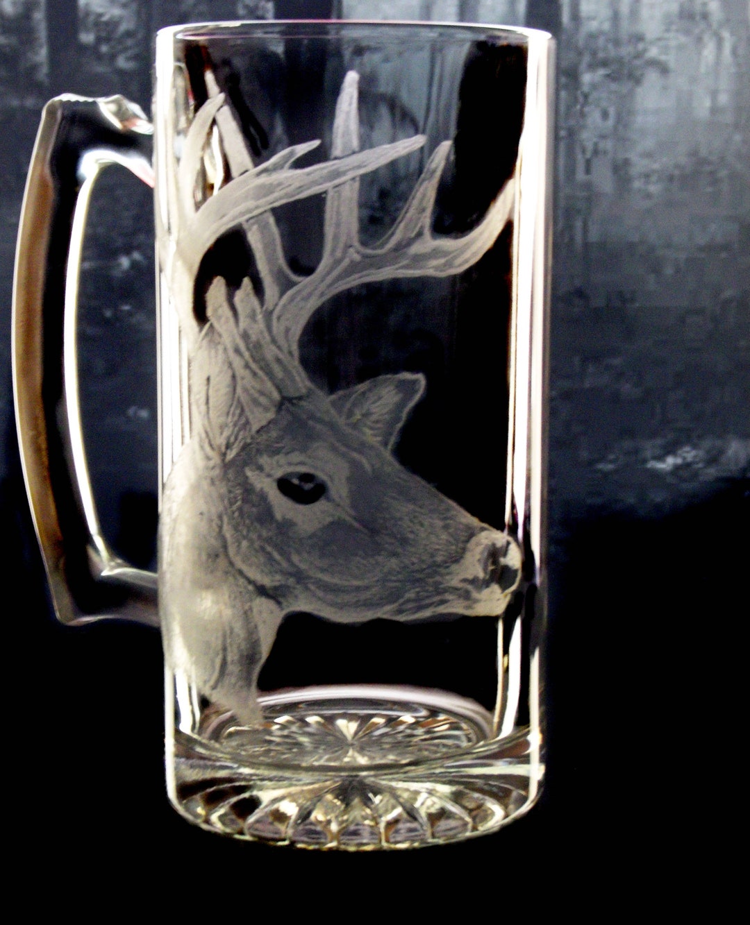 Whitetail Buck Beer Mug, Large 25 Oz Glass Gift for Men Rustic ...
