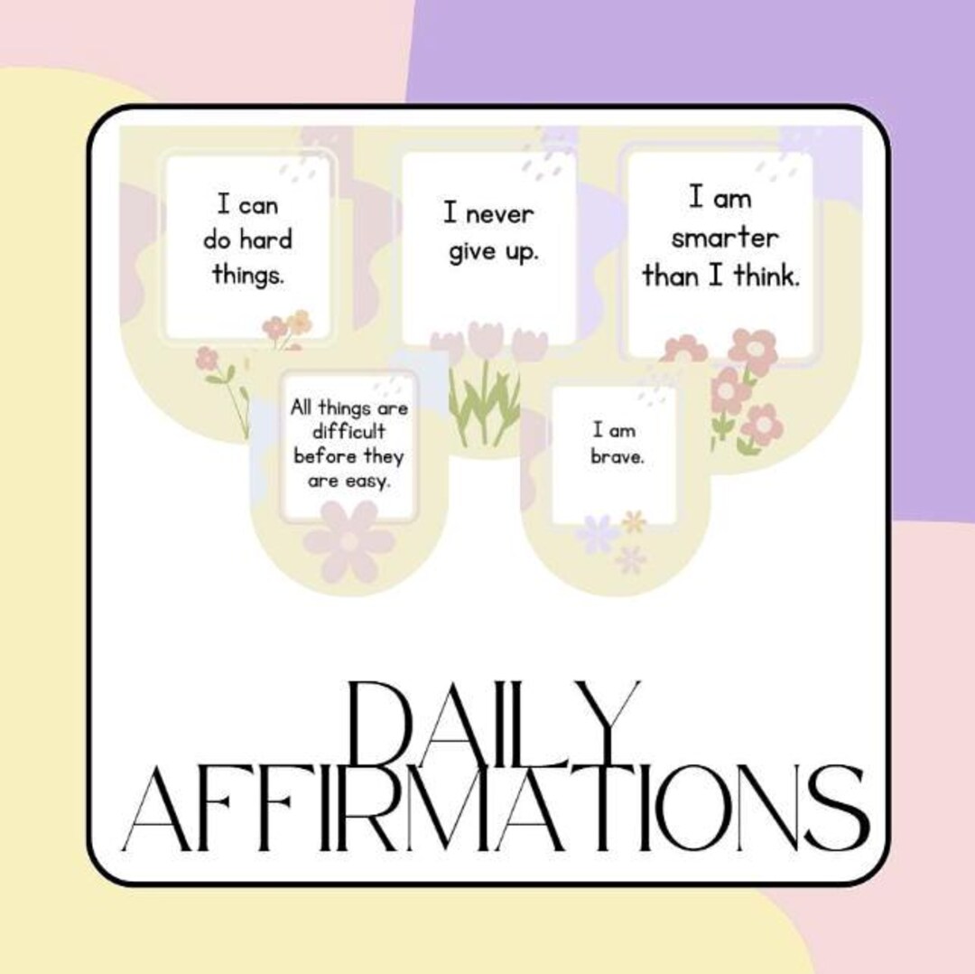 Kids Daily Affirmations Poster, Pastel Floral Decor (digital Download ...