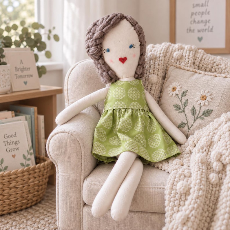 Rag Doll Sewing Pattern PDF, 22 inch Traditional Cloth Doll with Dress ...