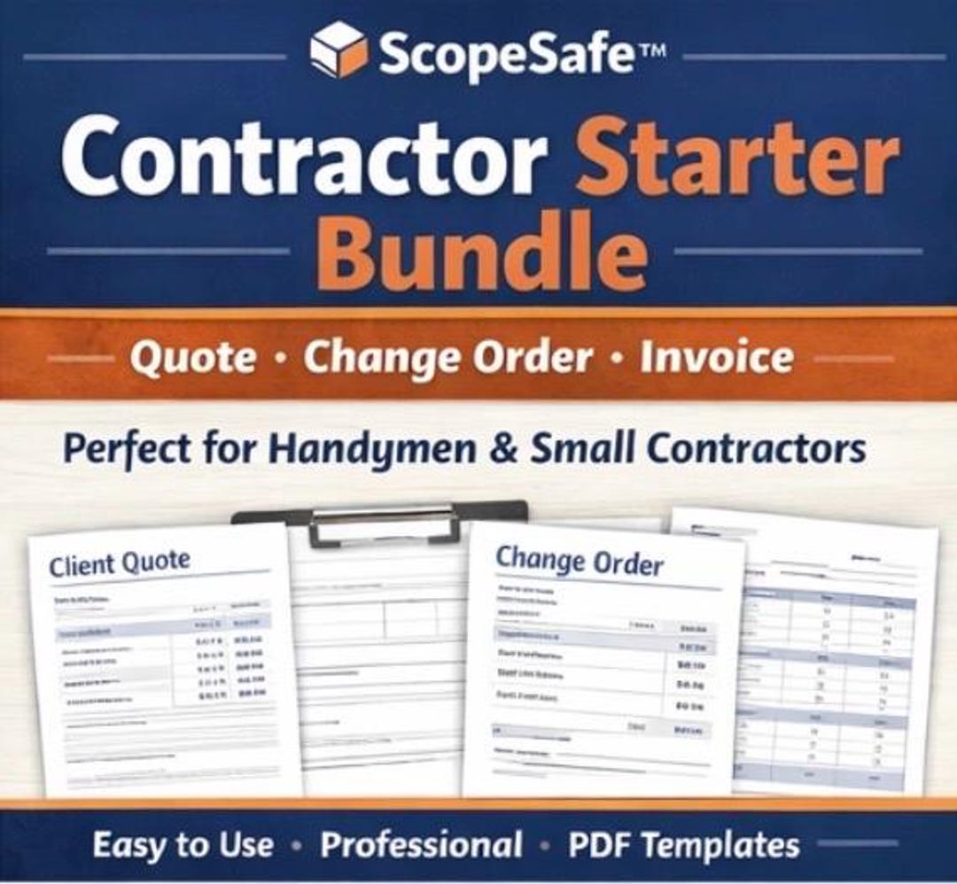 Contractor Forms Bundle | Quote, Invoice, Change Order (printable PDF ...