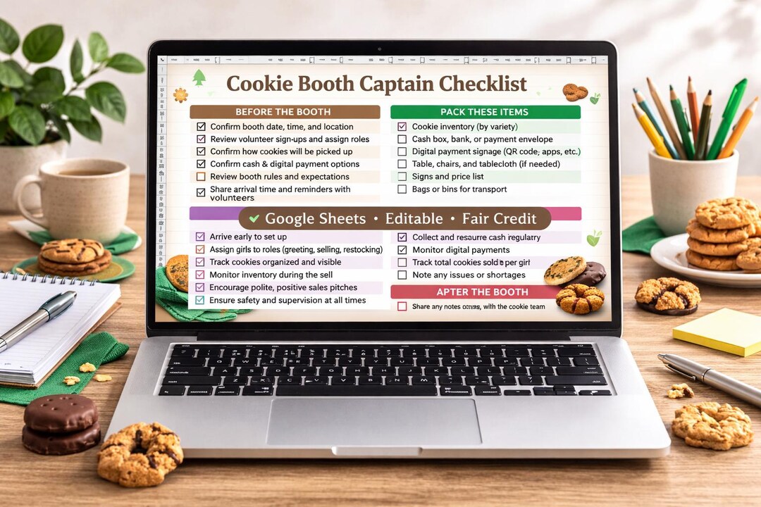 Cookie Booth Captain Checklist | Fillable PDF & Editable Doc - Etsy