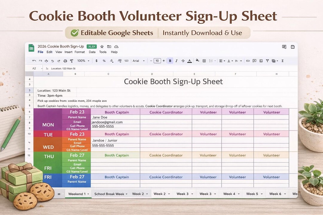 Cookie Booth Volunteer Sign-up Sheet - Etsy