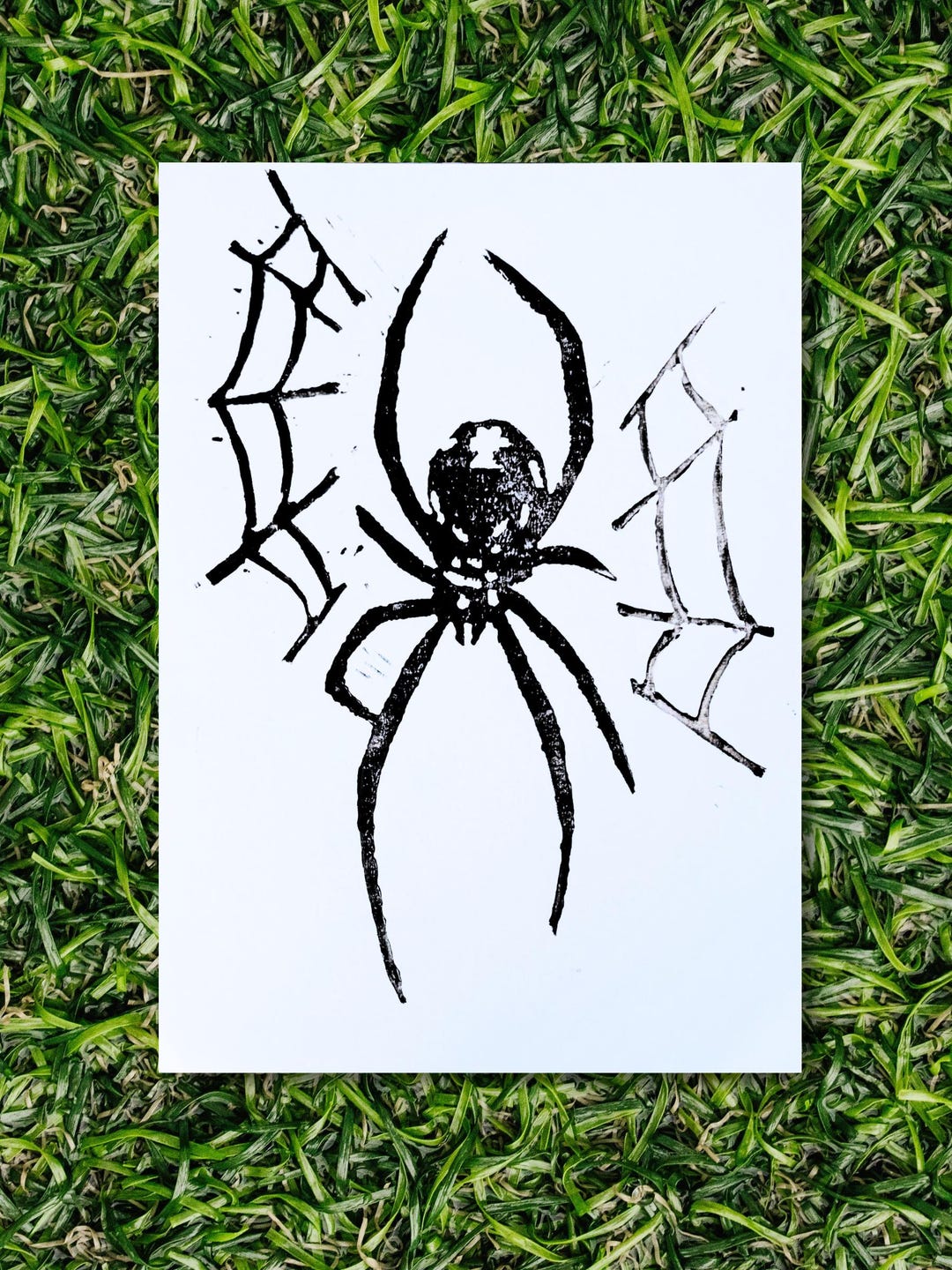 5x7 | Hand-carved "spider" | Linocut Print Wall Art | Black and White ...