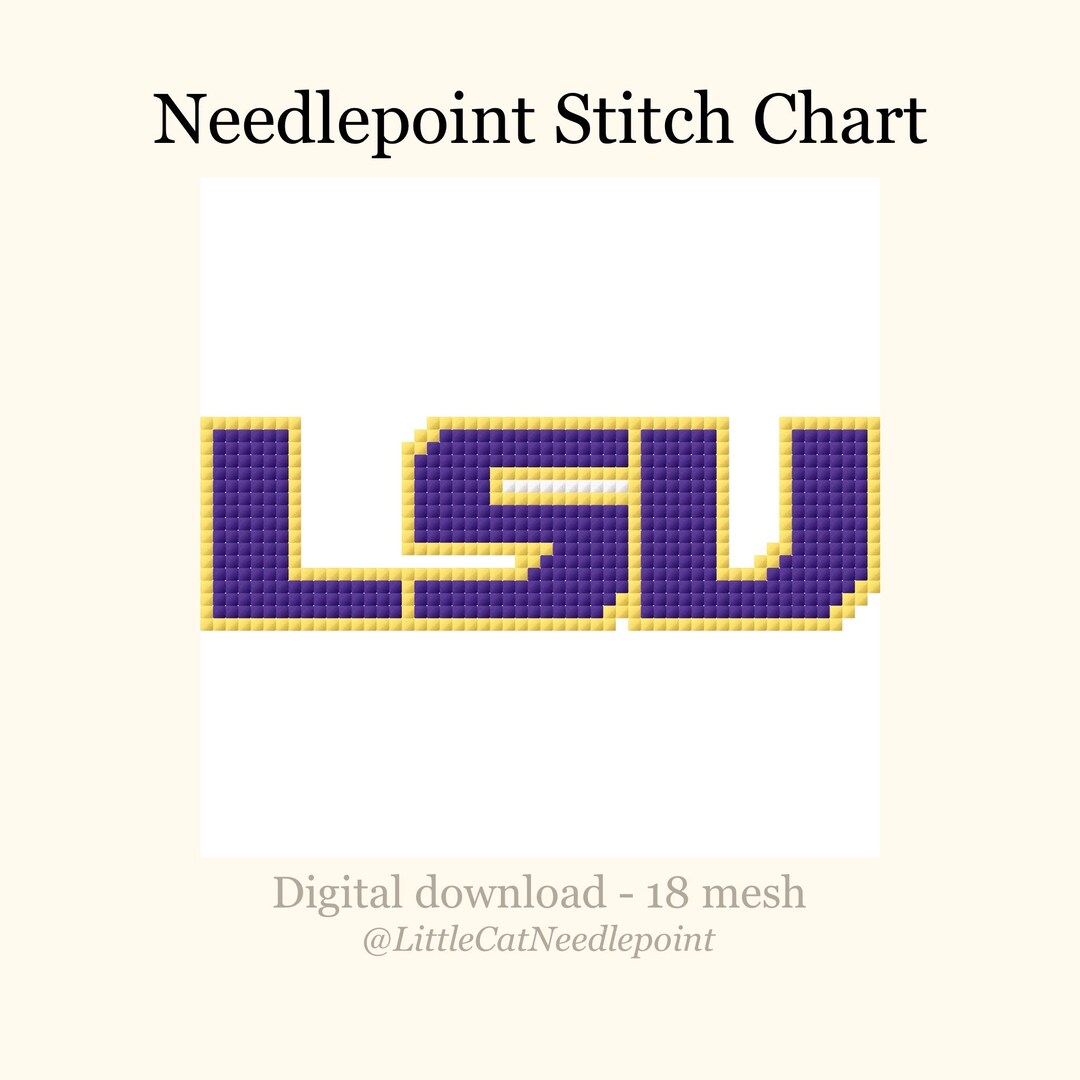 LSU Needlepoint Chart PDF Download 18 Mesh - Etsy