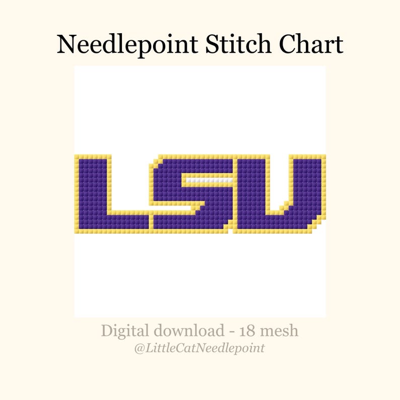 LSU Needlepoint Chart PDF Download 18 Mesh - Etsy