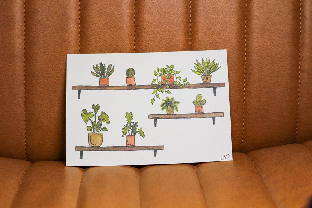 Original Watercolor Plant Shelf Print - Etsy