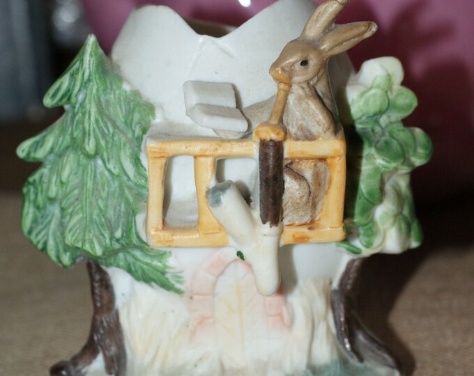 Antique German Bisque Bunny Rabbit Figurine Easter Egg Candy Container ...