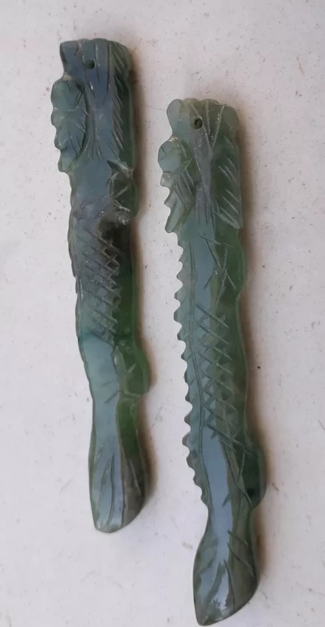 Jade Carved Mythological Creature Dragon Chinese Amulet Plaque Pendant ...