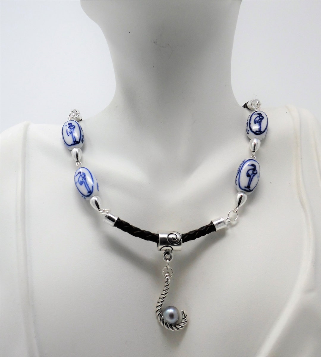 Upcycled Vintage Japanese Sandpiper Cobalt Blue Porcelain Beads ...
