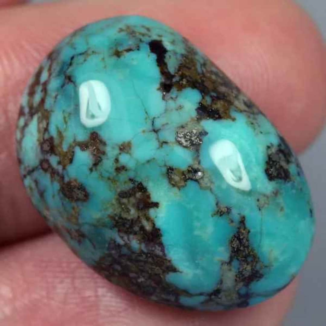1970s Candelaria Natural Turquoise Cabochon Spiderweb 22ct GEM Grade ...