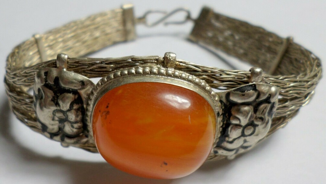Gift Old Tibet Tibetan Repousse Silver Woven Strand Copal Vintage ...