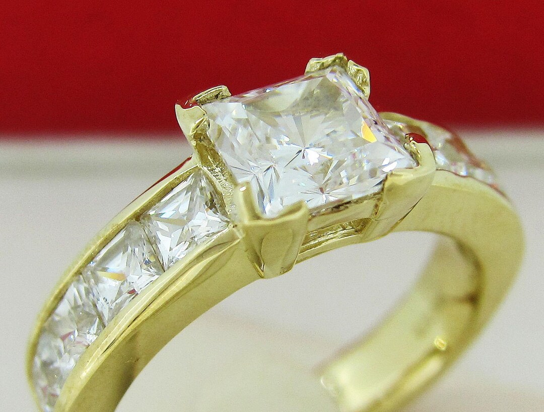 Gift Stunning Sparkle 9k Solid Gold 3.5ct Lab Diamond Promise Wedding ...