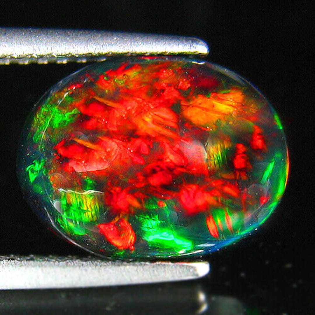 Double Sided Exotic Earth Fire Colors! 2.9ct Neon Colors Black ...