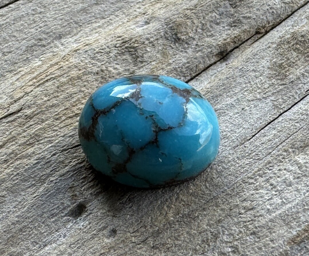 Natural 7.65ct Oval 12.98mm Egyptian Mt Sinai Mine Turquoise Spiderweb ...