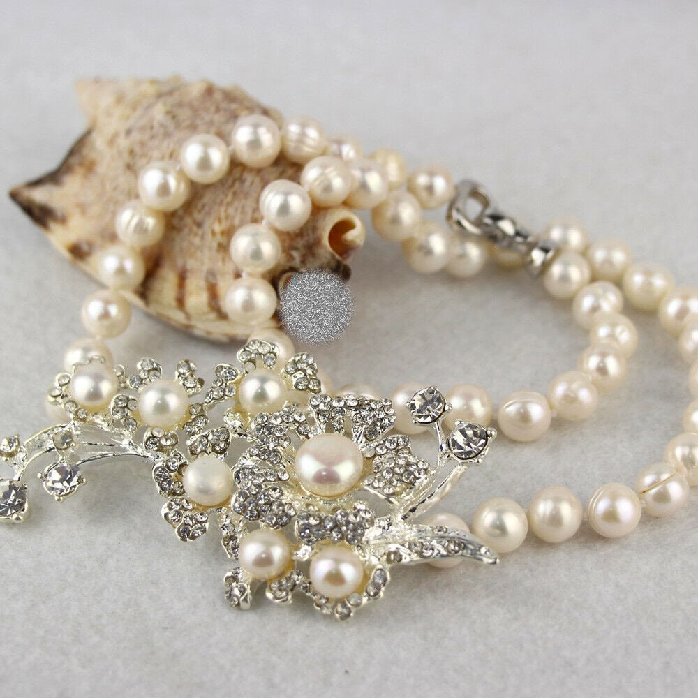 No. 2 Freshwater Pearl Botanical Flower Brooch Clasp Statement 20 ...