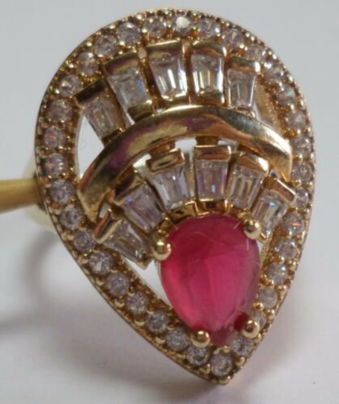Stunning Sparkle! Ruby Diamonique CZ Diamond Hallmarked Band Ring ...