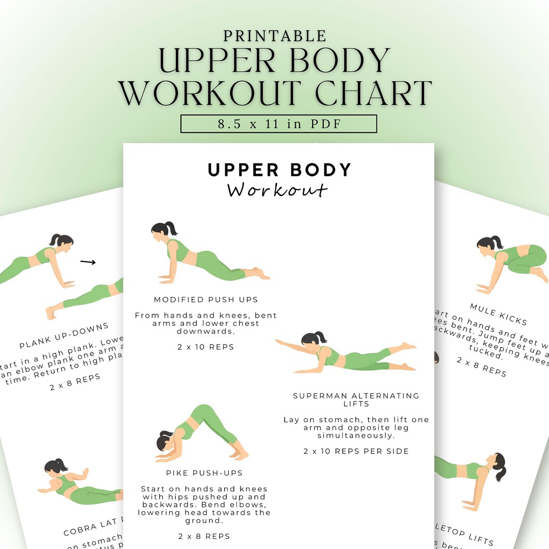 Upper Body Workout | Printable Exercise Chart | Home Workout Plan | Arm ...