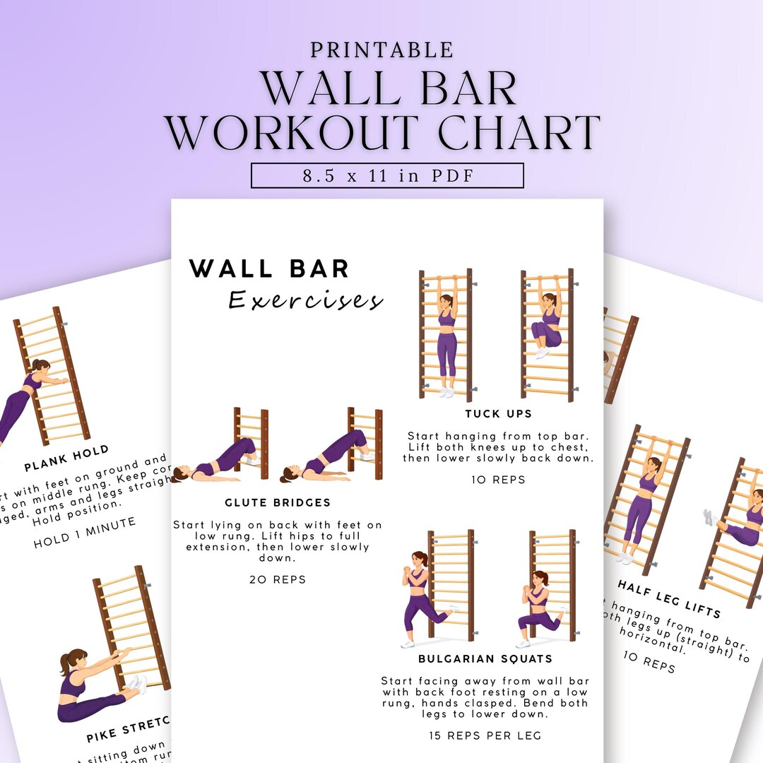 Wall Bar Exercise PDF | Printable Swedish Ladder Workout Chart | Stall ...