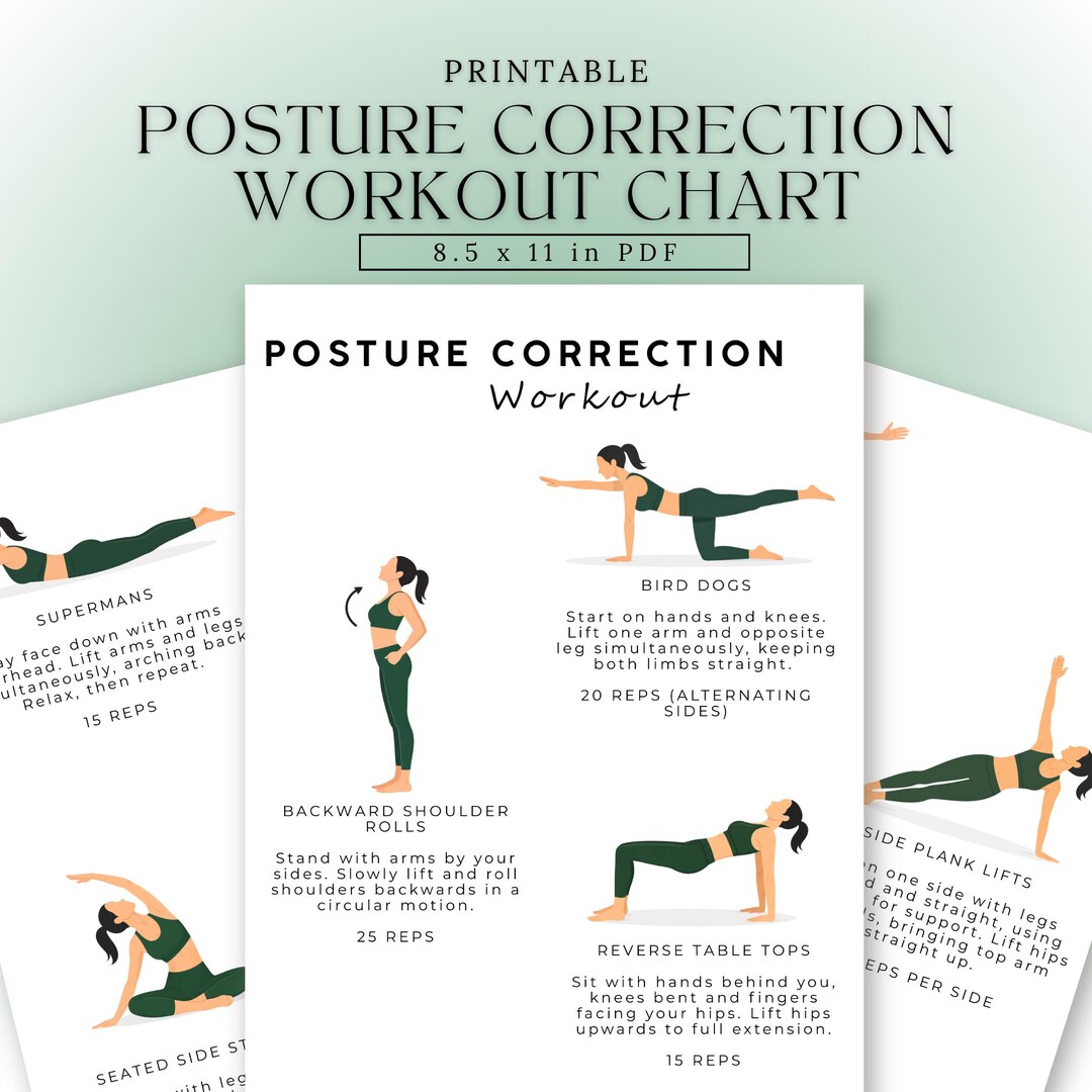 Posture | Printable Workout Chart | Posture Corrector | Back Pain ...