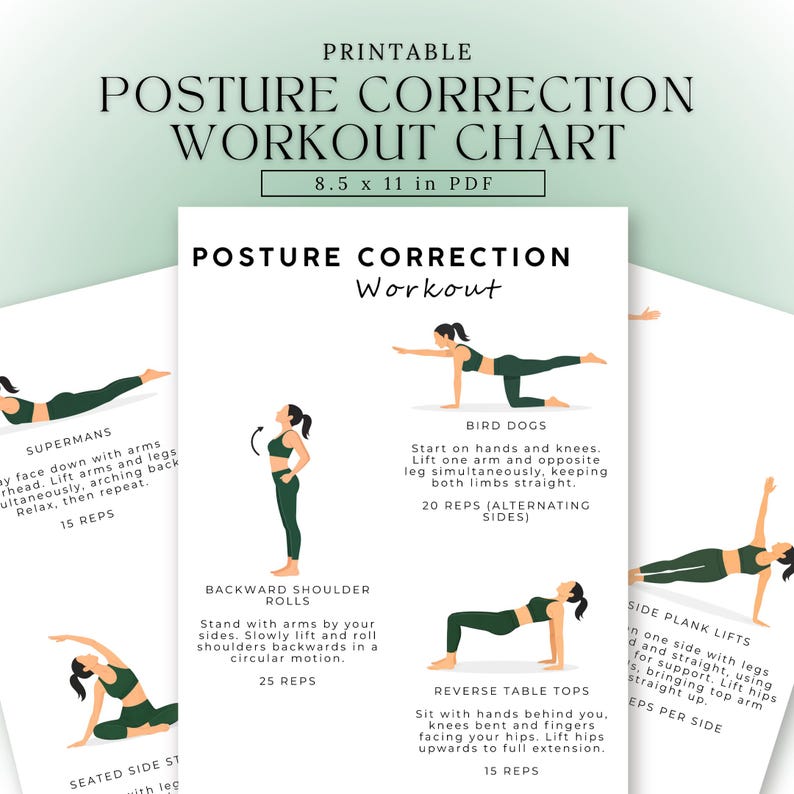 Posture | Printable Workout Chart | Posture Corrector | Back Pain ...