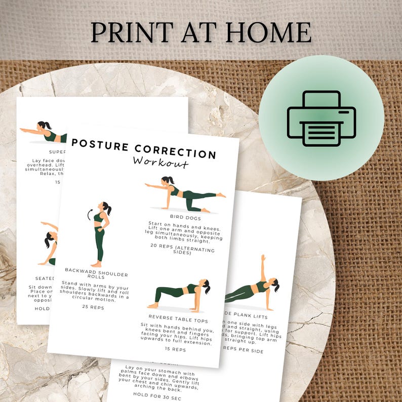 Posture | Printable Workout Chart | Posture Corrector | Back Pain ...