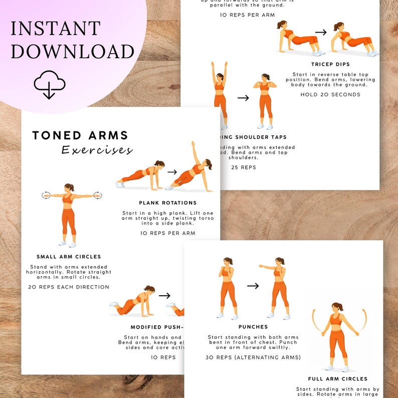 Arm Workout | Printable Workout Chart | Home Gym PDF | Toned Arm ...