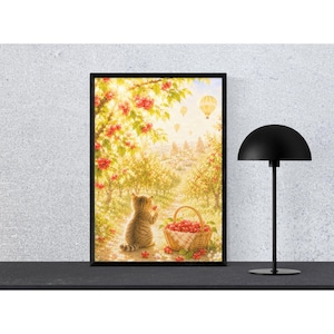 Back View Cat – Enjoying Cherries in a Sunlit Orchard – Emotional ...