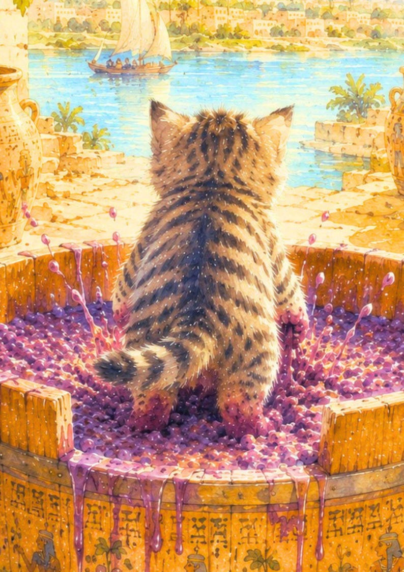 Back View Cat – Making Ancient Egyptian Wine by the Nile – Emotional ...