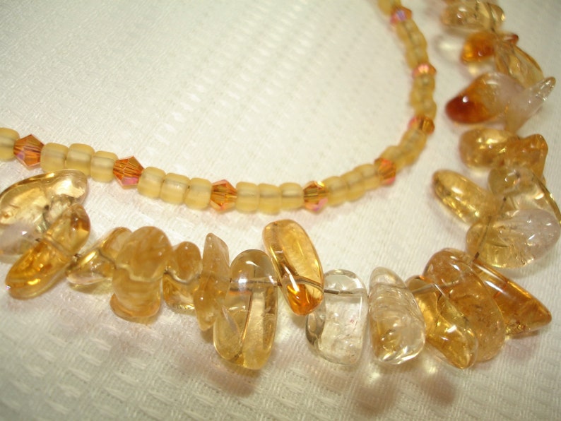 Glowing Citrine Necklace -large Polished Citrine Stones - Two Beautiful ...