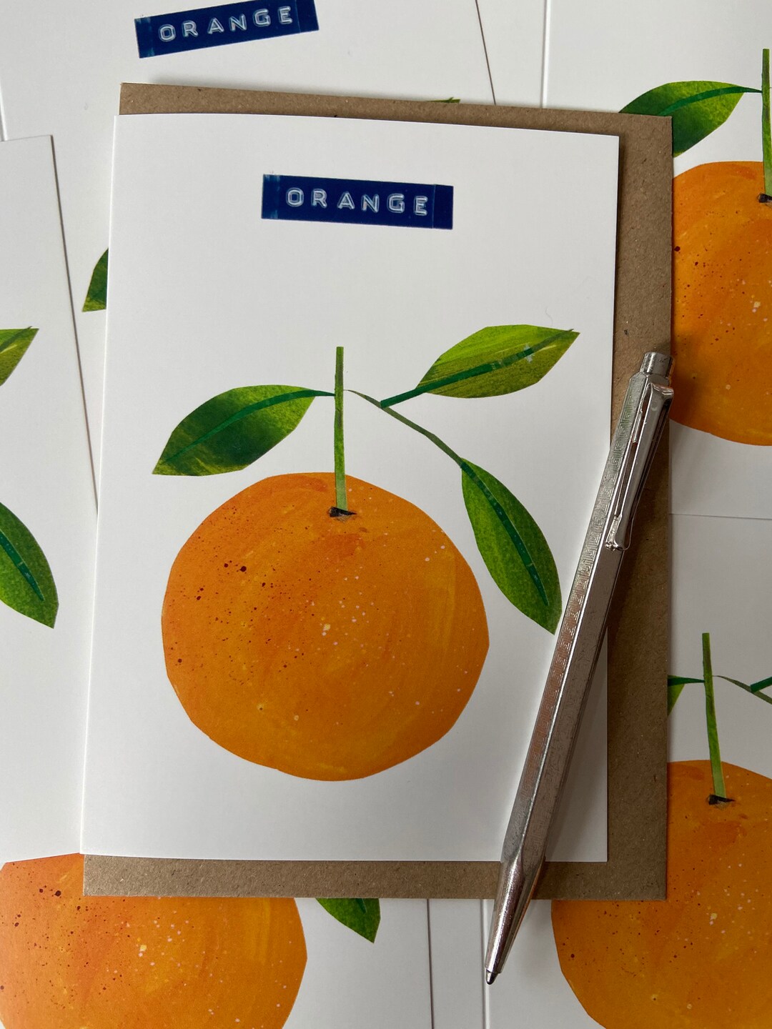 Orange Design Greeting Card - Etsy