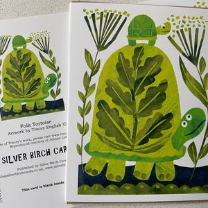 Silver Birch Greeting Card Folk Tortoise - Etsy