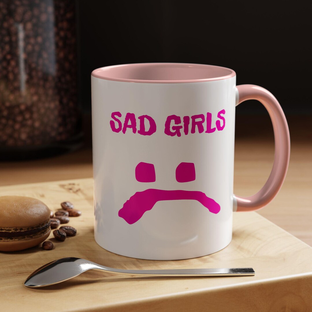 Sad Girls Mug | Pink Frown Face, Accent Coffee Mug (11oz) - Etsy