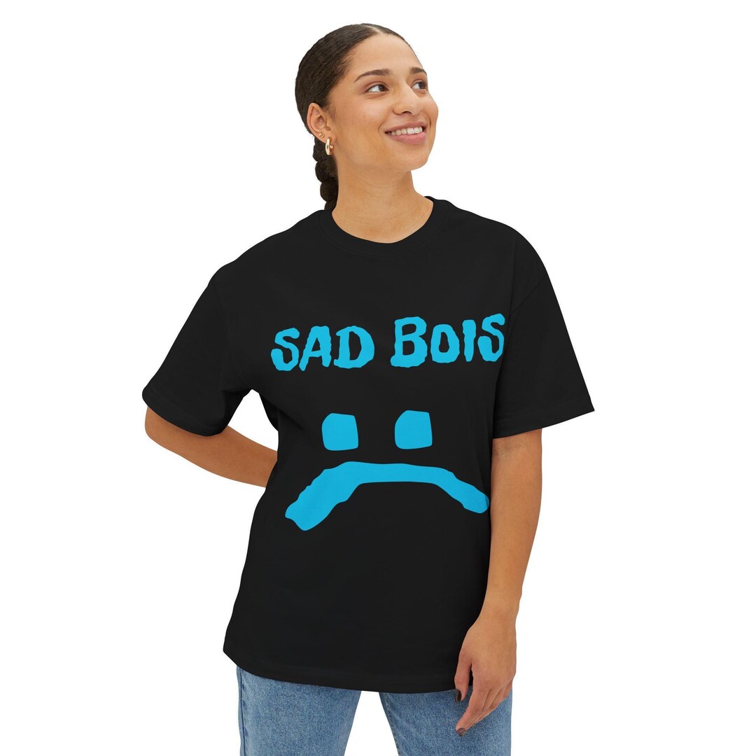 Sad Bois Sad Face T-shirt | Graphic Tee, Blue Print - Etsy