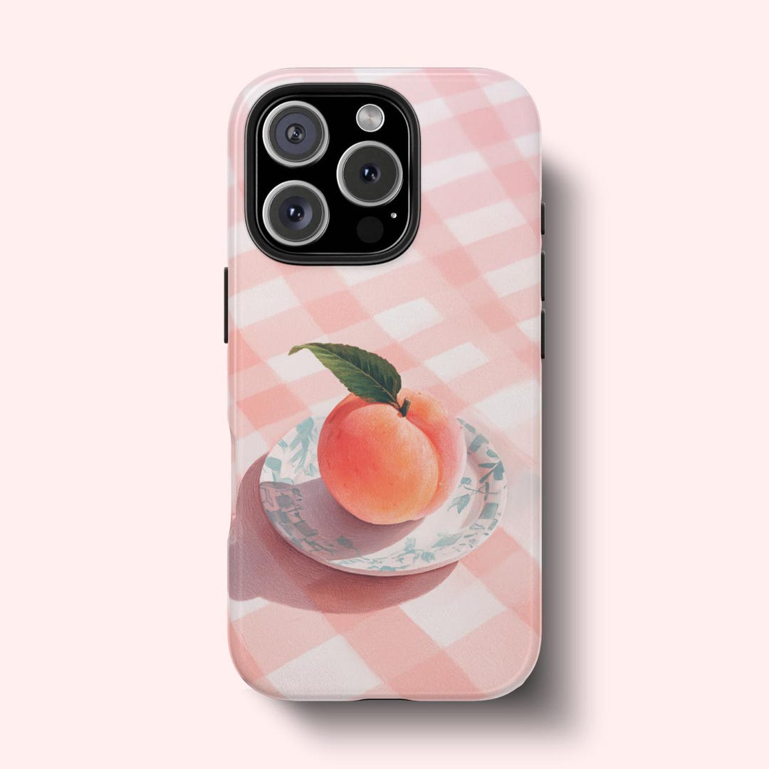 Pink Peach Phone Case, Fruit Design, iPhone and Samsung Phone Cover - Etsy