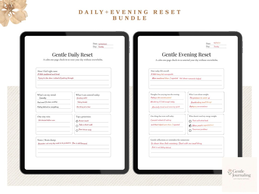 Daily & Evening Reset Bundle | Printable Journal Pages | Calm Morning ...