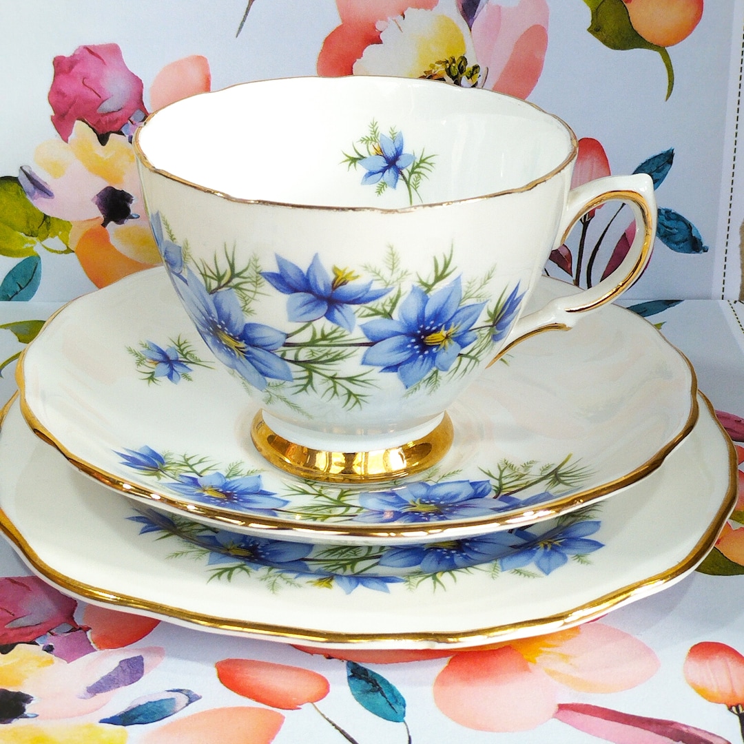 Colclough Fine Bone China Nigella Pattern 7878 Teacup, Saucer and ...