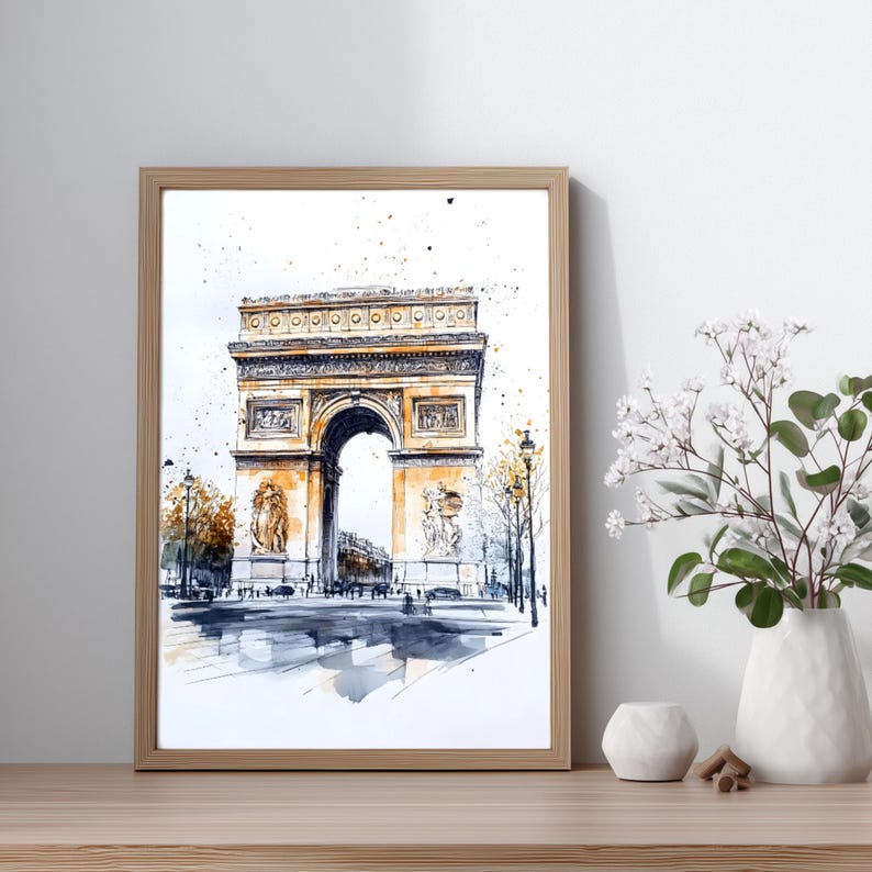 Arc De Triomphe Paris Watercolor Print – Neoclassical Landmark ...