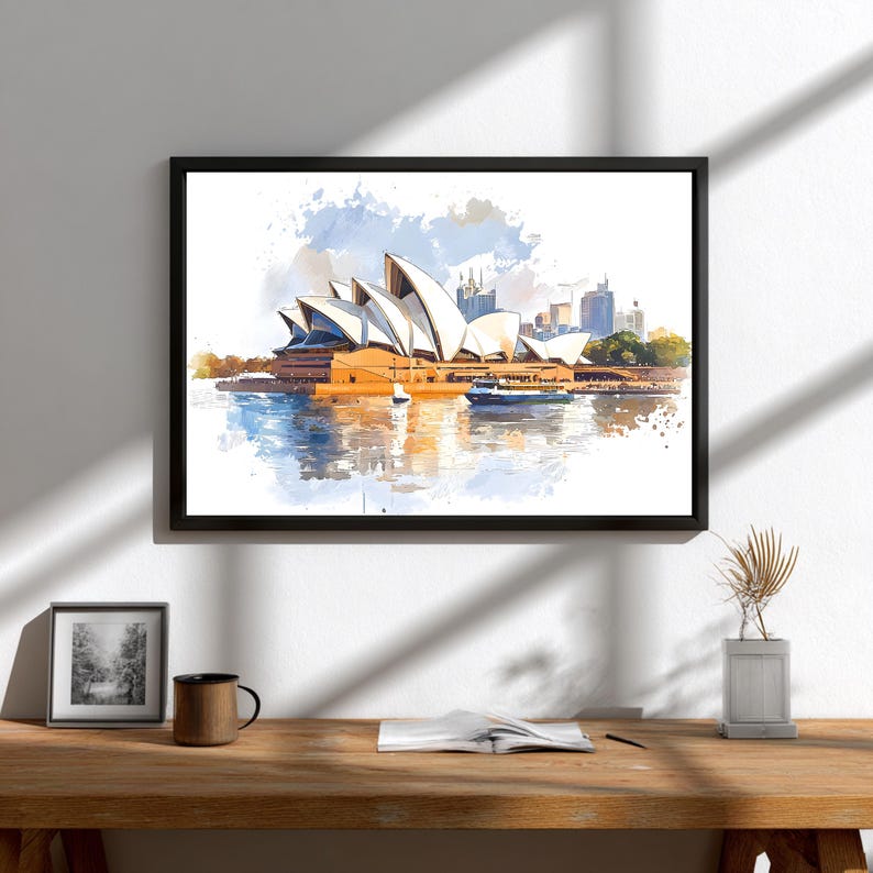 Sydney Opera House Watercolor Sketch – Minimalist Architecture ...