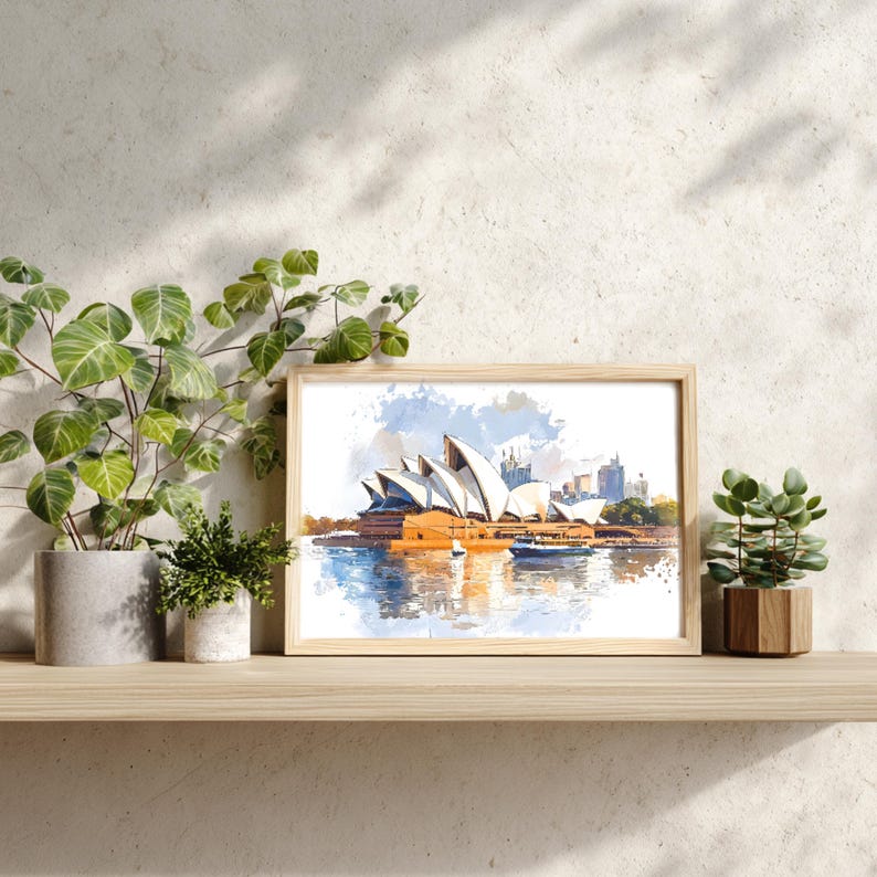 Sydney Opera House Watercolor Sketch – Minimalist Architecture ...
