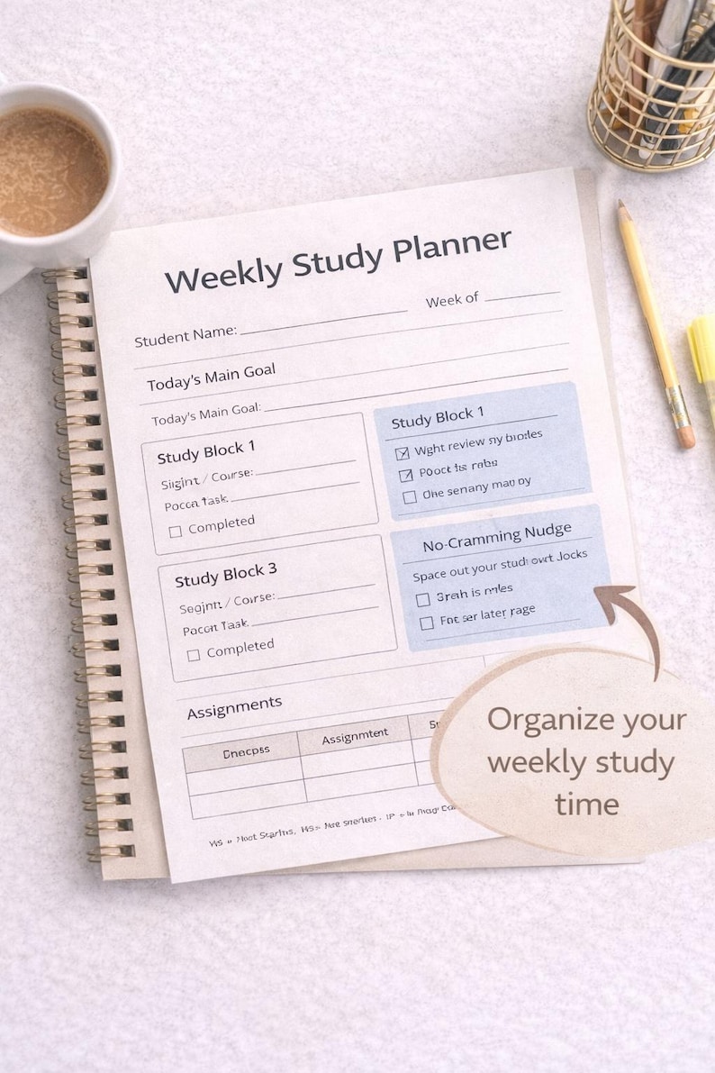 Student Study System Printable | Weekly Study Planner, Daily Focus ...