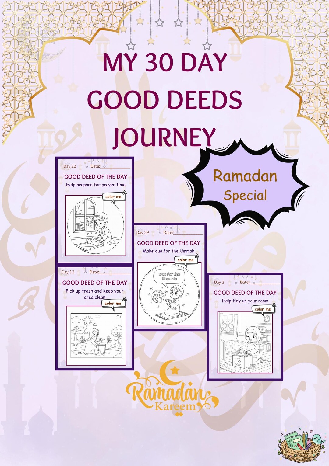 Ramadan Good Deeds Activity Pack for Kids | Islamic Coloring Pages ...