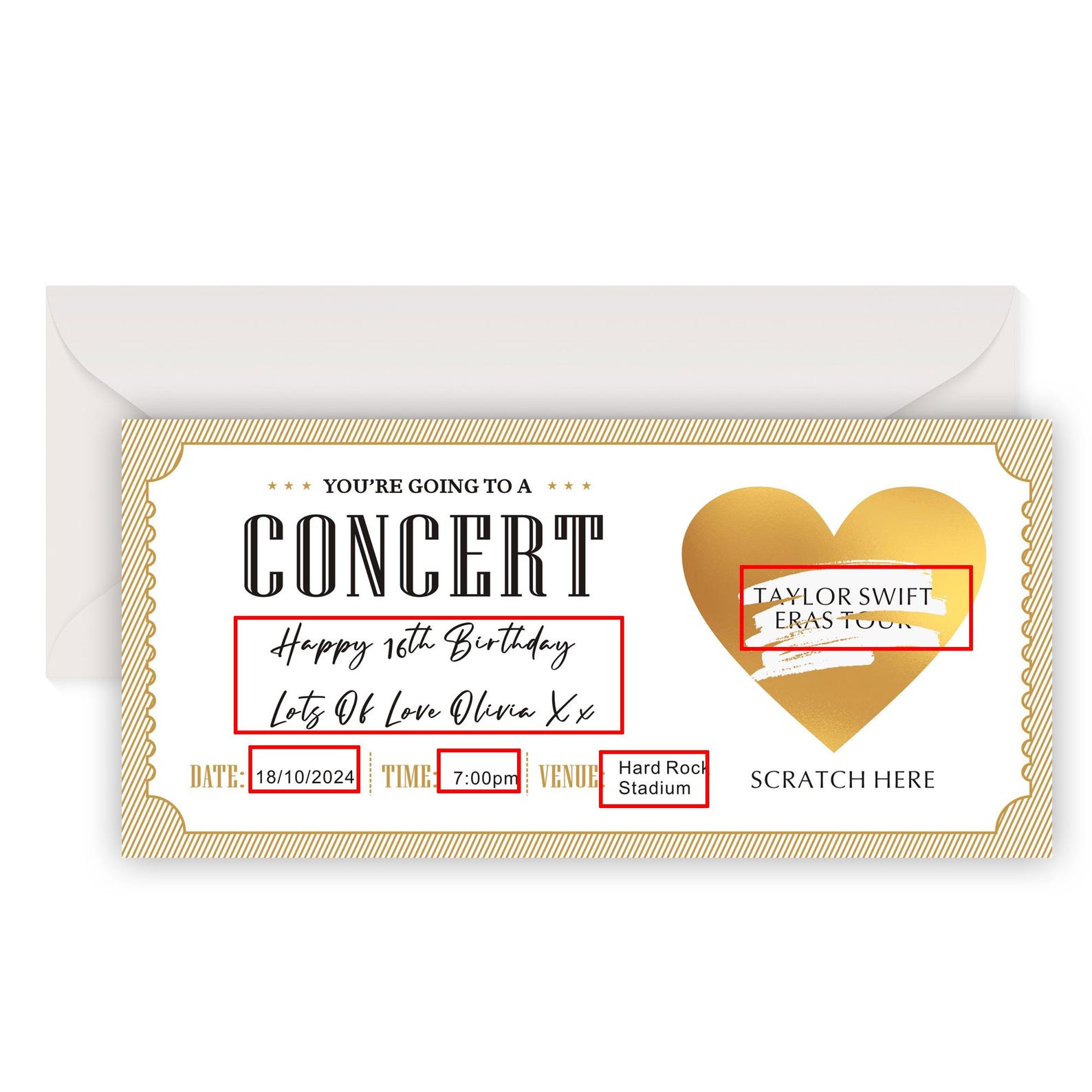 Personalized Scratch Card Reveal, Custom Surprise Concert Ticket ...