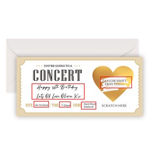 Personalized Scratch Card Reveal, Custom Surprise Concert Ticket ...