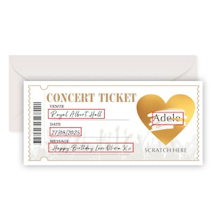 Personalized Scratch Card Reveal, Custom Surprise Concert Ticket ...