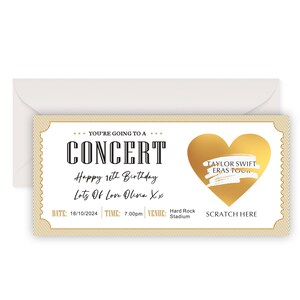 Personalized Scratch Card Reveal, Custom Surprise Concert Ticket ...