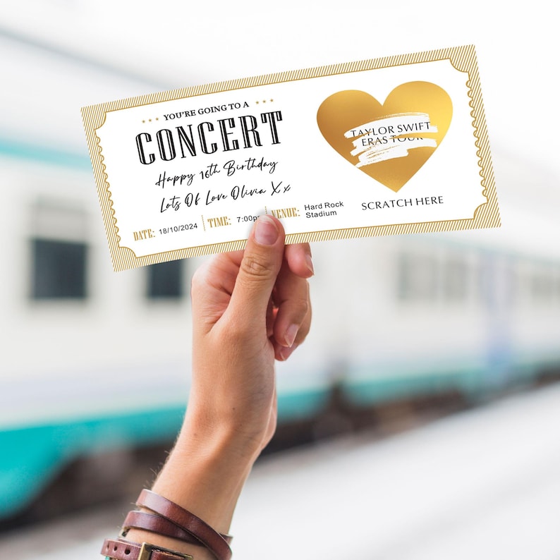 Personalized Scratch Card Reveal, Custom Surprise Concert Ticket ...