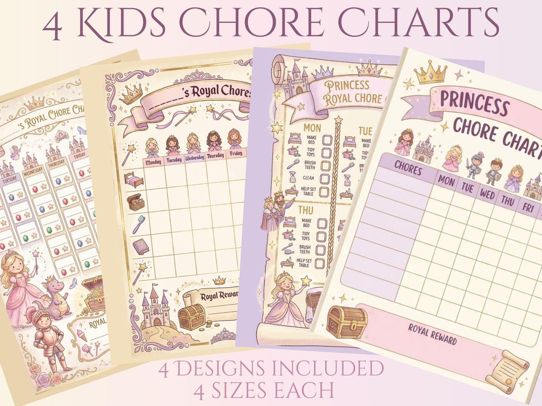 Princess Royal Chore Chart Printable Bundle Instant Download PDF - Etsy